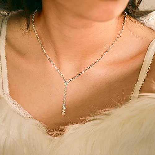 Yean Bride Silver Bridal Necklace Earrings Set Crystal Wedding Jewelry Set Rhinestone Choker Necklaces for Women (Silver-Bracelet)