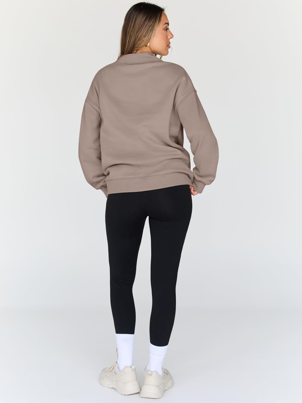 Trendy Queen Womens Oversized Sweatshirts Turtleneck Pullover Long Sleeve Hoodies Tops Fall Fashion Outfits 2024 Clothes CoffeeGrey S