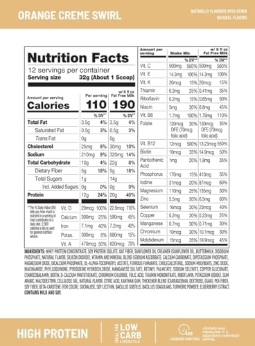 SlimFast Advanced Immunity High Protein Meal Replacement Smoothie Mix, Orange Cream Swirl, Weight Loss Powder, 13.5 Oz