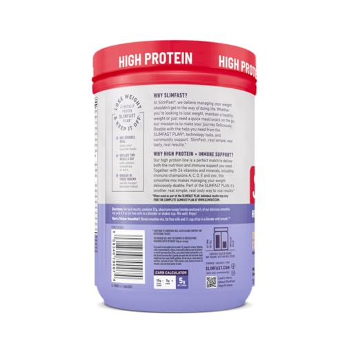 SlimFast Advanced Immunity High Protein Meal Replacement Smoothie Mix, Orange Cream Swirl, Weight Loss Powder, 13.5 Oz