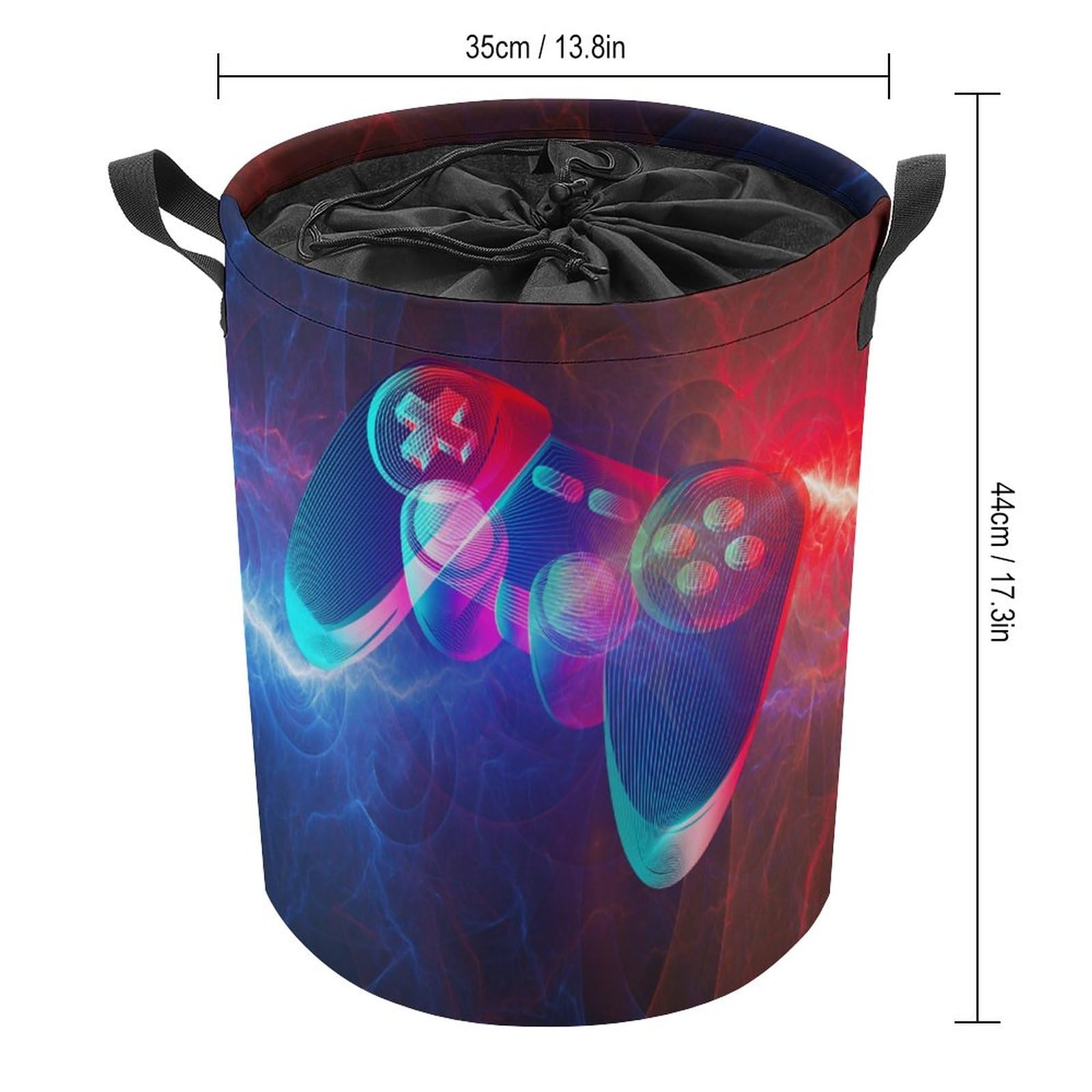 Boys Gamepad Waterproof Oxford Cloth Laundry Basket Abstract Gaming Controller Gamer Video Pattern for Blanket Toys Dirty Clothes in Living Room Bathroom Bedroom One Size