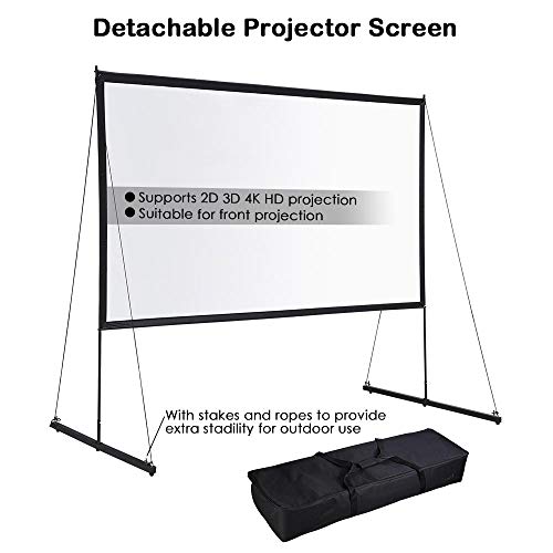 Instahibit 150" 16:9 HD Detachable Projector Screen Portable Fast Folding Outdoor Movie Theater Camping Stand Carry Bag
