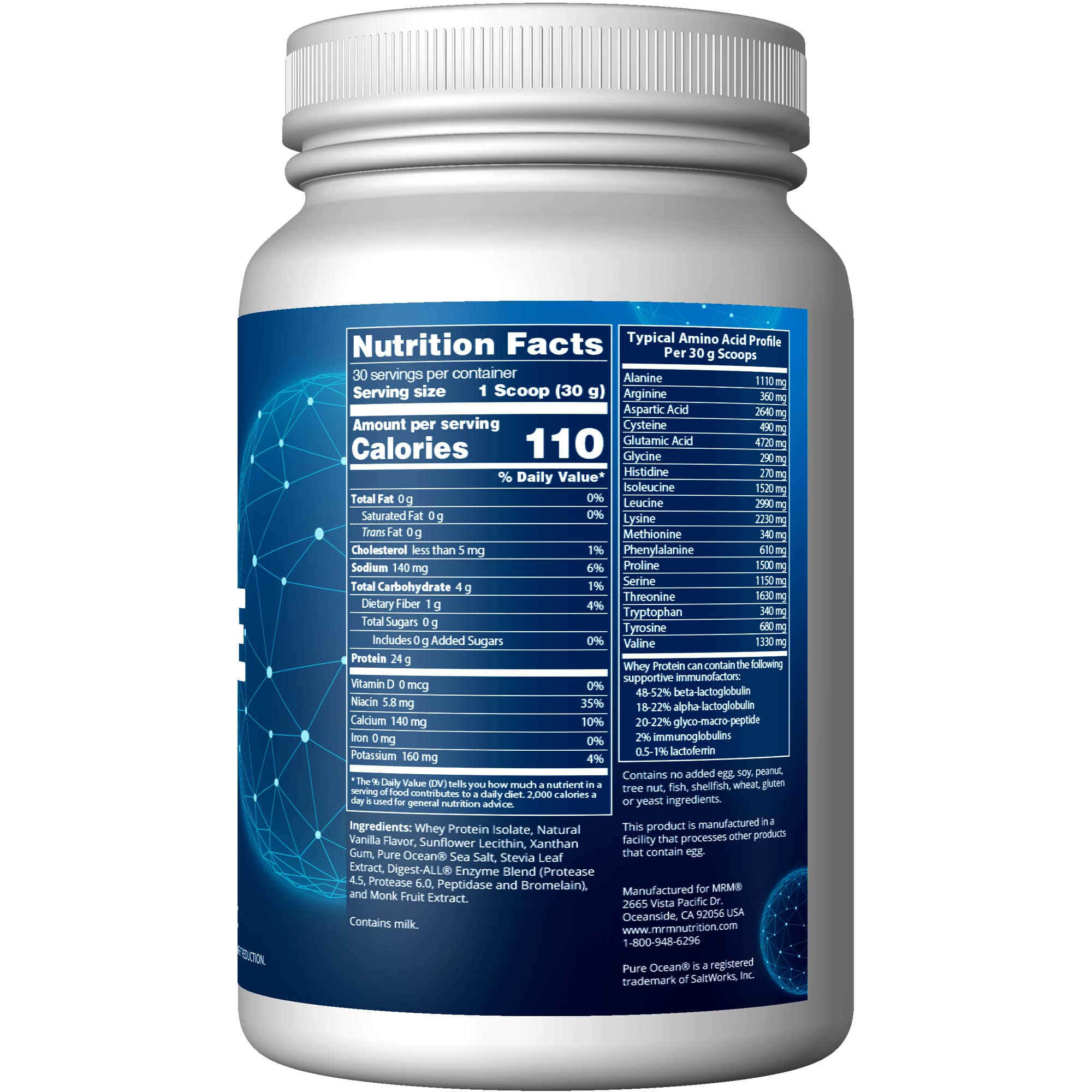 MRM Nutrition Isolate Whey Protein | Vanilla Flavored | 24g Protein | Added BCAAs + Glutamine | with Digestive Enzymes | Hormone + Antibiotic Free | 29 Servings