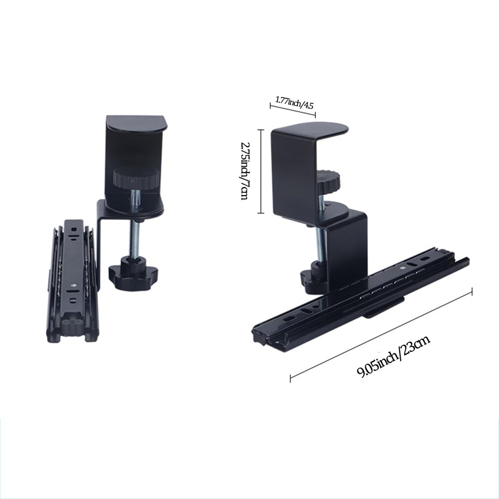 Niciksty Keyboard Tray Clamp Under Desk with Adjustable Clamp and 7.87IN Rail Set for DIY Custom Wooden Keyboard Trays (Tray Not Included), Under Desk Pull Out Slider Track with C-clamp Mount System