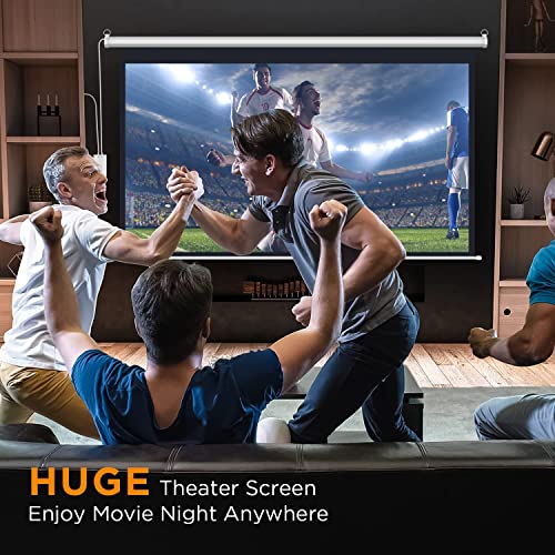 Motorized Projector Screen 100 Inch - Electric Projector Screen Motorized Indoor and Outdoor Movies Screen Pull Down, 16:9 4K 3D HD Compatible, Wall/Ceiling Mount, Ultra-Quiet, W/Remote Control
