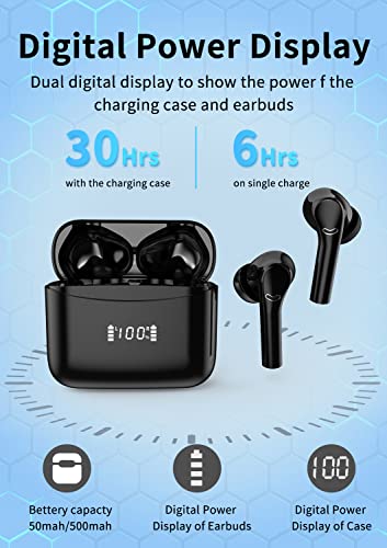 Wireless Ear buds Bluetooth 5.3 in-Ear Earbuds Noise Cancelling 2023 NEW Wireless Headphones LED Power Display IPX6 Waterproof Stereo MINI Bluetooth Earphones with Microphone 36H Battery for Sports