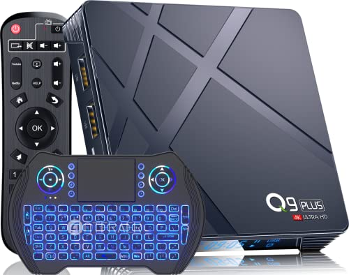 Android TV Box 11.0, 2022 Newest Android TV Box 4GB RAM 32GB ROM with RK3318 Quad-Core，Android Box Support Dual- WiFi 2.4G/5GHZ 100M LAN 6K HDR/BT4.2/3D/ USB 3.0 with Wireless Mini-Keyboard TV Box