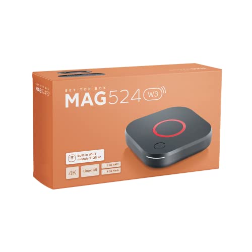 Raxxio Set-top Box Compatible with MAG524w3 Linux 4.9, Amlogic S905X2, 4K 60fps, 1 GB DDR3 RAM, 4 GB Flash Memory, Dual-Band 2.4G/5G 2T2R ac WiFi, USB 2.0 and 3.0 with HDMI Cable and Remote Control