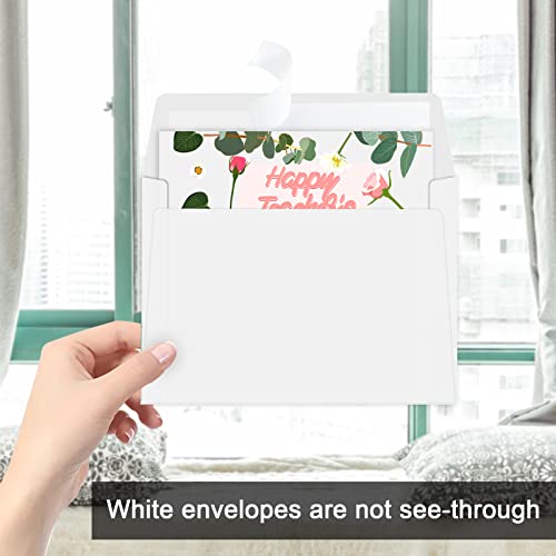 50 Packs of White 4X6 Envelopes for Invitation, A6 White Envelopes Self Seal for Cards, Photos, Wedding, Birthday, Party, Babay Shower
