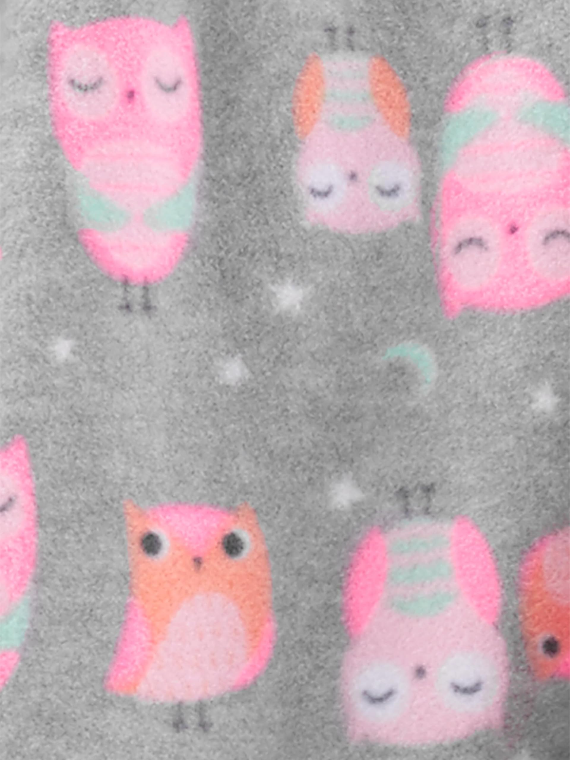Simple Joys by Carter's Girls' Fleece Nightgowns, Pack of 2, Grey/Pink Owl, 4-5