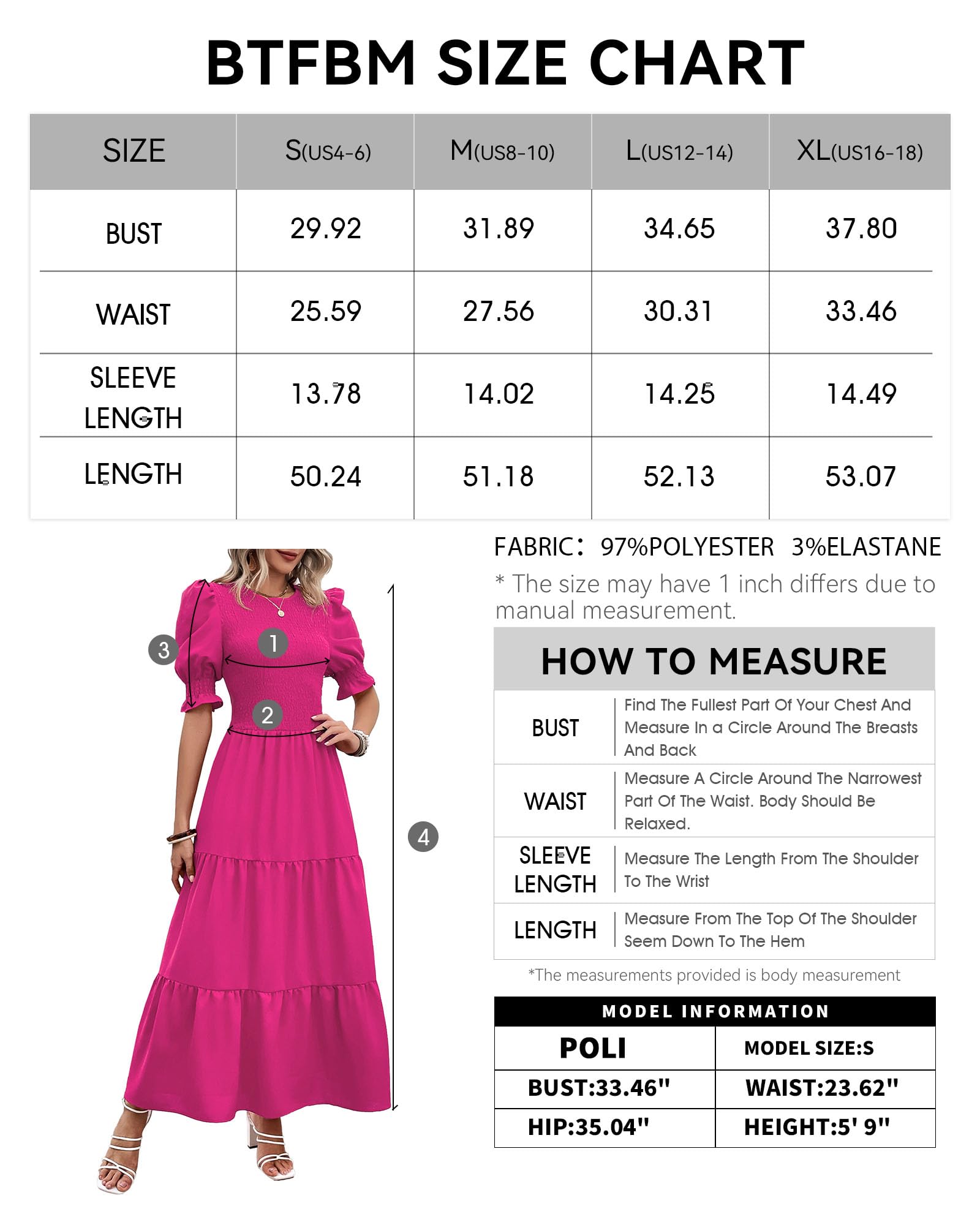 BTFBM Women Casual Summer Dresses 2024 Spring Crew Neck Ruffle Short Sleeve Floral Print Smocked Boho Flowy Maxi Dress(Solid Rose Red, Small)