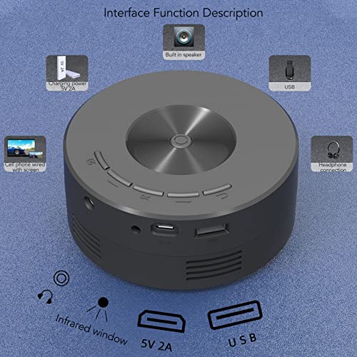 1080p Mini Portable Projector, Built in Speaker LED Home Theater Movie Projector for Kids Gift, Outdoor, Indoor