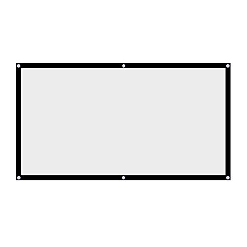 16:9 White Projection Screen, 60 to 120 Inch Portable Foldable Non Crease Projector Curtain, Front/Back Projection for Outdoor Camping Movie, Open air Cinema, Home Theater(60 Ins)