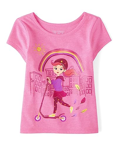 The Children's Place Baby-Girls And Toddler Girls Short Sleeve Graphic T-shirt Pink Scooter 5T