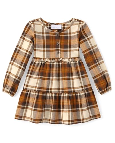 The Children's Place,and Toddler Long Sleeve Fashion Dress,HAY Stack,4T