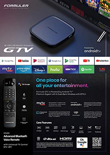 Formuler Gtv Certified Android Tv 9.0 with Bluetooth Remote Control + Free Bonus Air Mouse with Keyboard and Backlit.