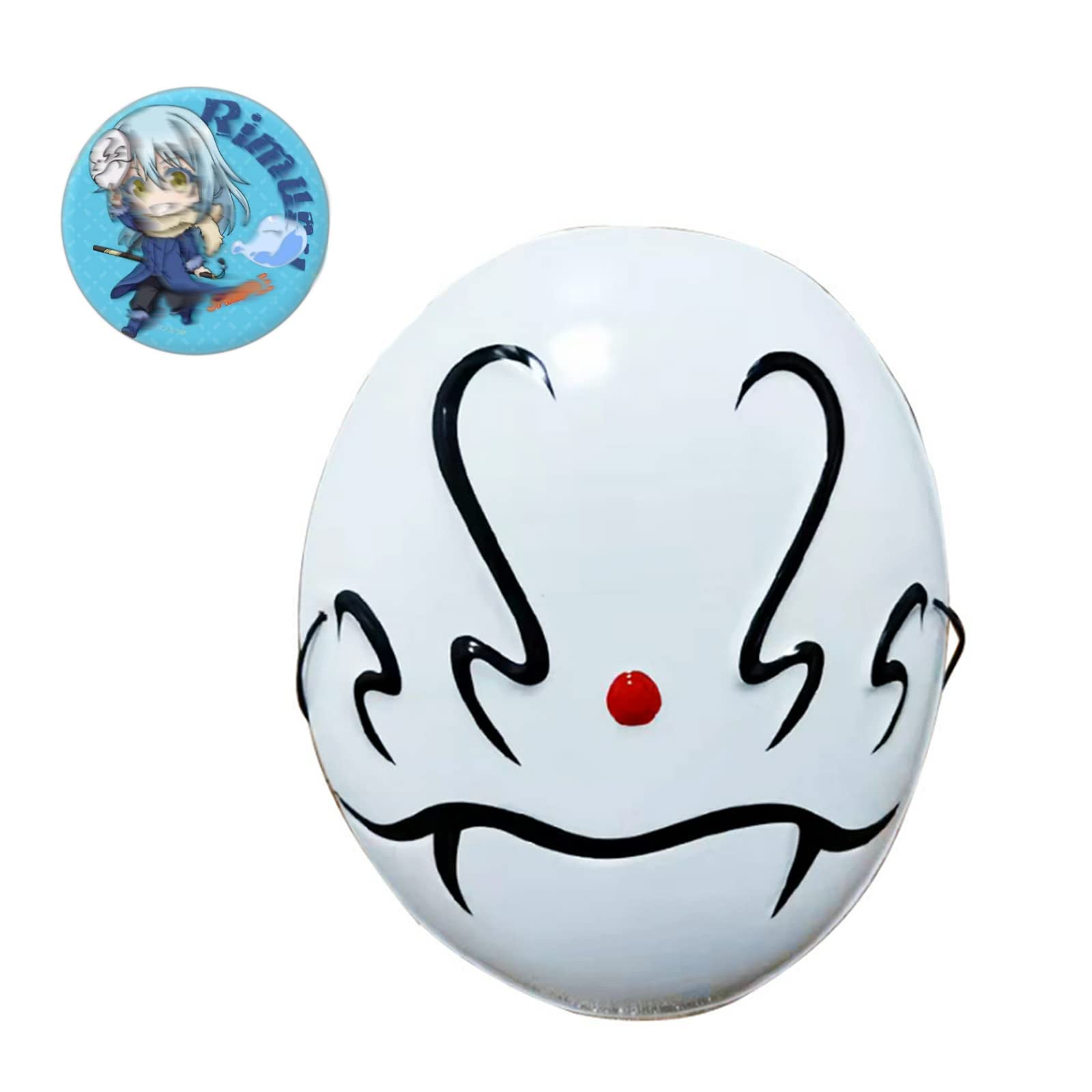 MEIFNG Rimuru Tempest Cosplay Mask+Pin,PVC Cosplay Mask with Role's Pin for Halloween (29-A), White, 165mm*208mm