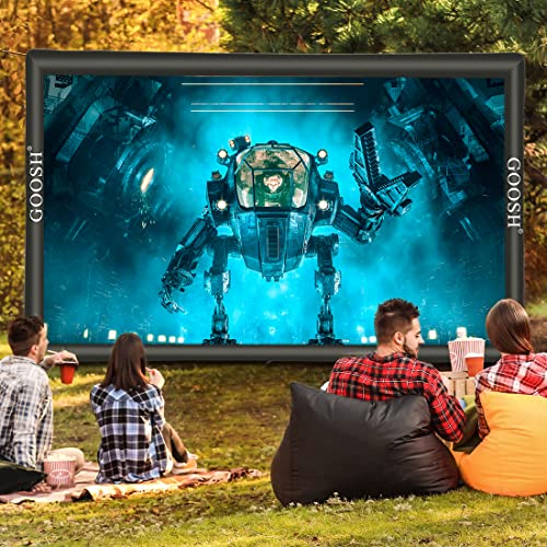 GOOSH Inflatable Projector Screen, Inflatable Movie Screen Outdoor with 350W Air Blower and Storage Bag, Easy Set up, 12FT Front and Rear Projection for Backyard Movie Night Theme Parties