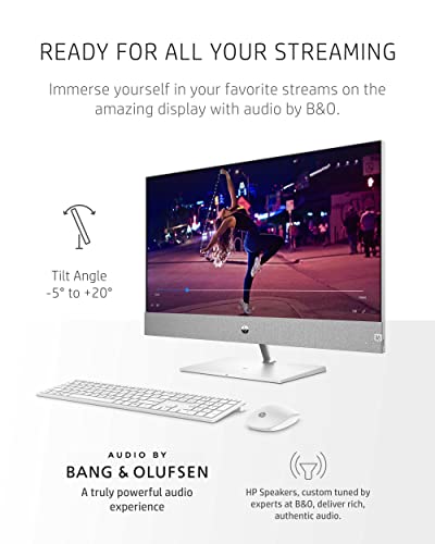 HP Pavilion 27” All-in-One Desktop, AMD Ryzen 7 5700U, 16 GB RAM, 256 GB SSD & 1 TB Hard Drive, Full HD Touchscreen, Windows 11 Home, 5 USB Ports, 5MP Pop-up Camera, Keyboard & Mouse (27-ca0070, 2021)
