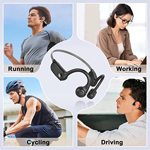 CelsusSound Bone Conduction Headphones, Open-Ear Bluetooth 5.2 Sport Headphones up to 10H Playtime, Built-in Mic Wireless Earphone, IP54 Waterproof Headset for Workouts and Running