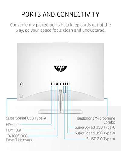 HP Pavilion 27” All-in-One Desktop, AMD Ryzen 7 5700U, 16 GB RAM, 256 GB SSD & 1 TB Hard Drive, Full HD Touchscreen, Windows 11 Home, 5 USB Ports, 5MP Pop-up Camera, Keyboard & Mouse (27-ca0070, 2021)