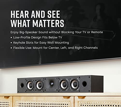 Polk Monitor XT35 Slim Center Channel Speaker - Hi-Res Audio Certified, Dolby Atmos & DTS:X Compatible, 1" Terylene Tweeter & Four 3" Dynamically Balanced Woofer, Wall-Mountable, Midnight Black