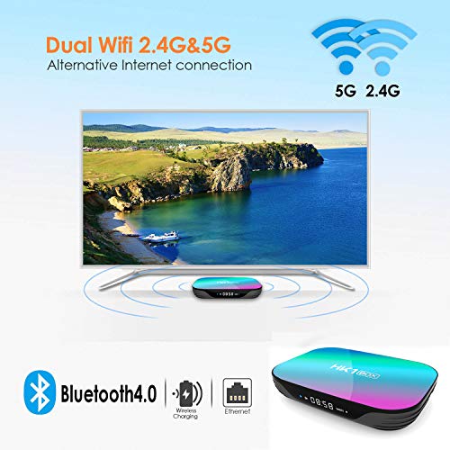Android 9.0 TV Box HK1 Box Android TV Box 4GB RAM 64GB ROM, Dual-WiFi 2.4GHz/5GHz BT Amlogic S905X3 Quad Core 64 Bits 3D/8K Full HD/H.265/USB3.0 Android Box
