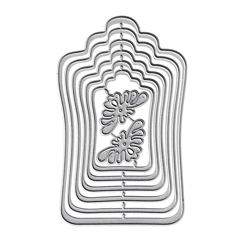 6pcs Hanging Tags Cutting Dies, 2pcs Corned Lace Flower Die Cuts Metal Embossing Stencils Template Mould for Card Scrapbooking and DIY Craft Album Paper Card Decor