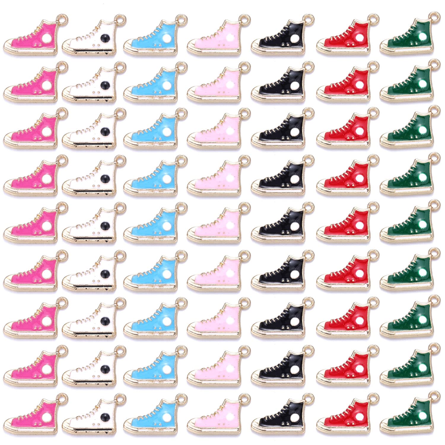 manloufushi 21 Pieces Mix Color Alloy Shoes Charms 18 * 12MM Enamel Charms Cute Assorted Little Shoes for Bracelet, Metal Sneaker Pendants Dangle Jewelry Making Findings