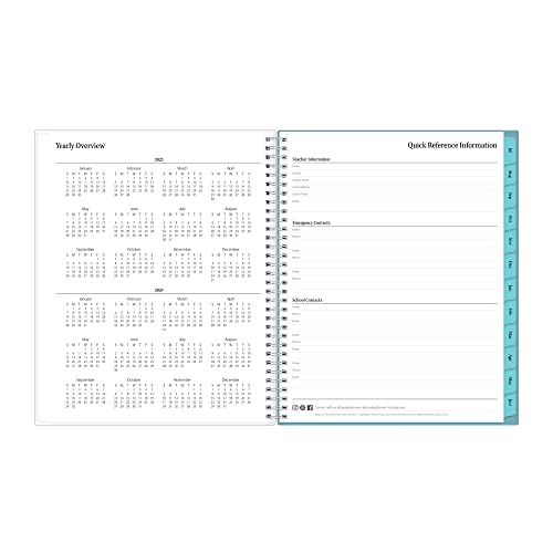 Blue Sky 2023-2024 Academic Year Teacher Weekly and Monthly Lesson Planner, 8.5" x 11", Flexible Cover, Wirebound, Dots (100330-A24)