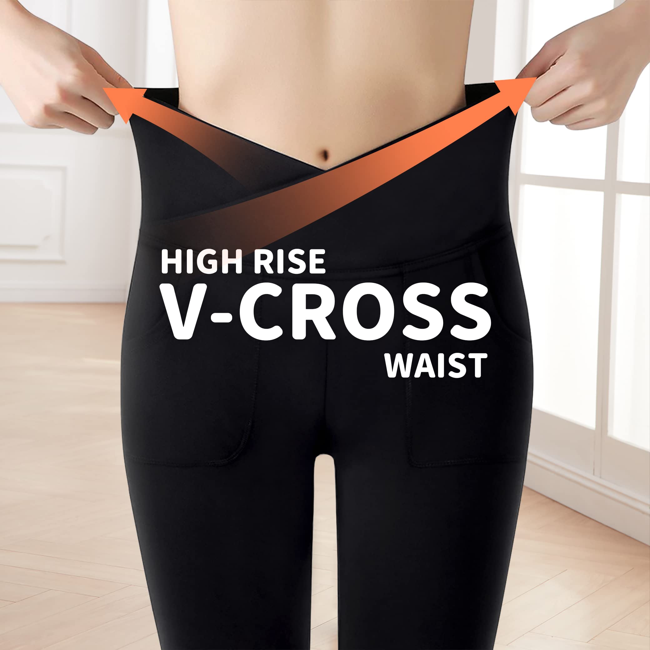 Girls Bootcut Yoga Pants with Pockets Size 8 Years Old Black Stretch V Cross Flare Leggings for Kids Running