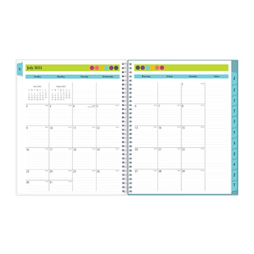 Blue Sky 2023-2024 Academic Year Teacher Weekly and Monthly Lesson Planner, 8.5" x 11", Flexible Cover, Wirebound, Dots (100330-A24)
