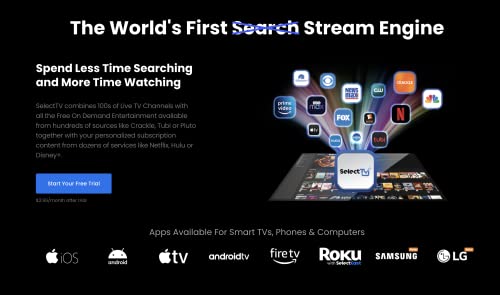The World's First Stream Engine - SelectTV Combines 100s of TV Channels & Free On Demand Entertainment Use All Your Apps- + Access Live Local Digital W/ Our Streaming Kit (KIT01-RET)