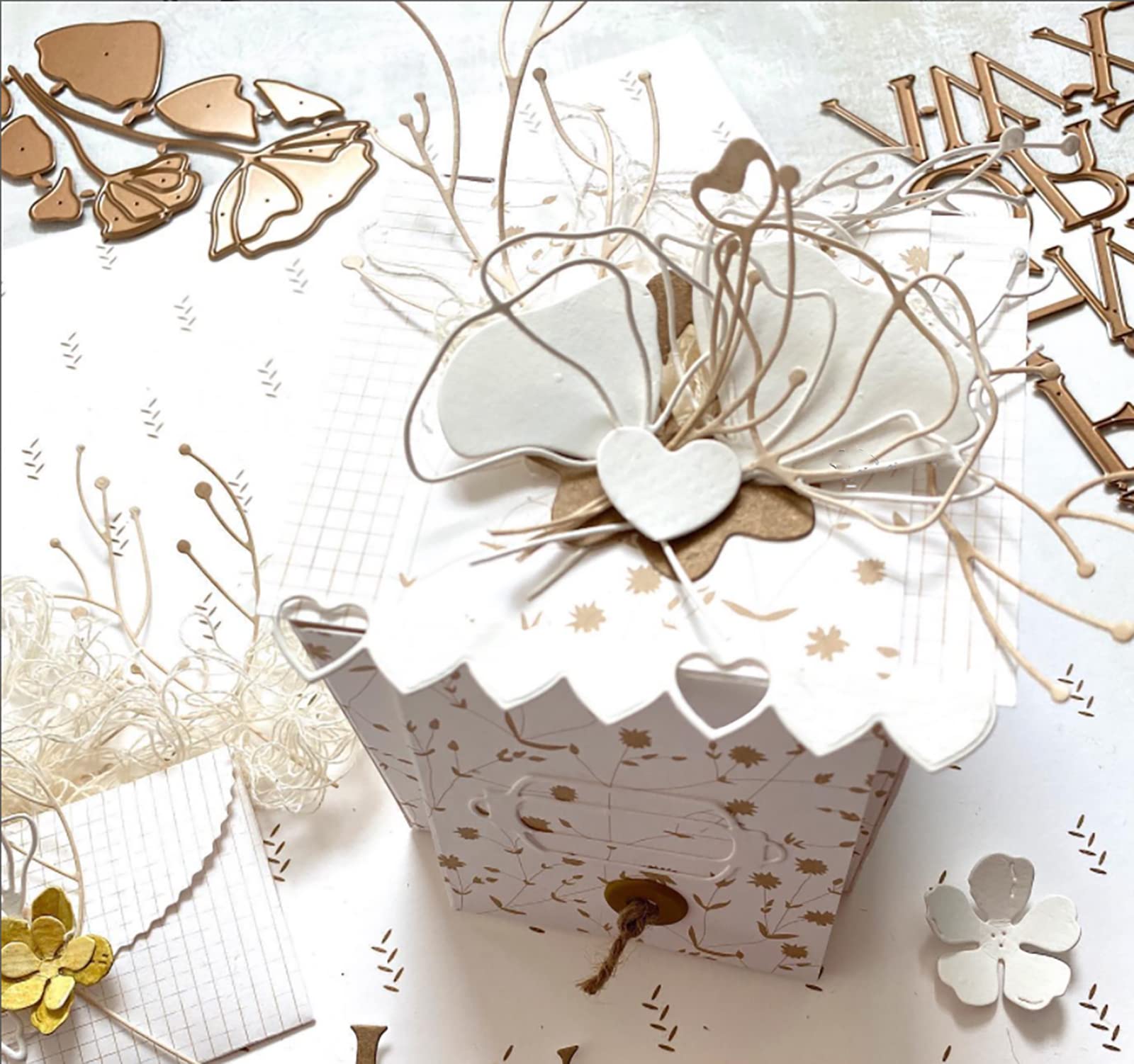 Lapoo Metal Cutting Die for Scrapbooking, 3D Backgrounds Frame New Cutting Dies DIY Album Card Making Decor Paper Craft Metal Die Cuts Party Wedding Decorations (Lotus Leaf A 4.8 x 3.6 in)