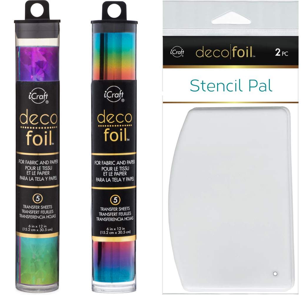 Deco Foil Double Rainbow Set - Rainbow Shattered Glass and Rainbow Specialty Transfer Sheets with Stencil Pals