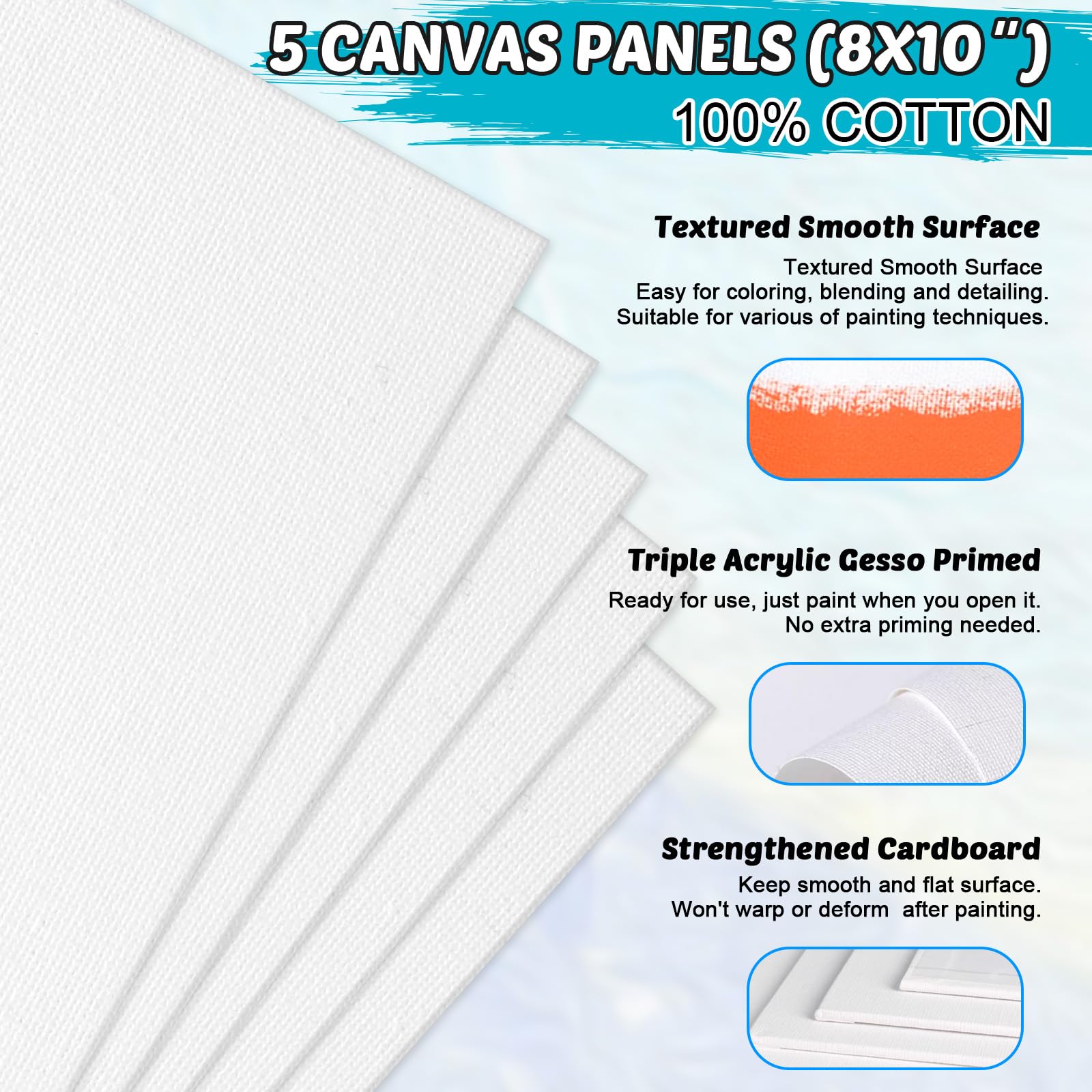 Art Paint Set for Kids, Painting Supplies Kit with 5 Canvas Panels, 8 Brushes, 12 Acrylic Paints, Multi-Function Table Easel, Etc, Premium Acrylic Paint Set for Students, Kids and Beginner.