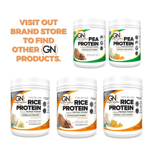 Growing Naturals Raw Pea Protein Powder, Vegan Plant Based Protein, BCAA, Low-Carb, Low-Sugar, Vanilla Blast, 2 Pound (Pack of 1)