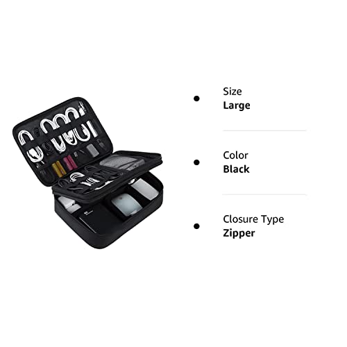 BAGSMART Electronic Organizer,Large Double Layer Cable Bag,Travel Organizer Bag,Electronics Accessories Storage Cases for iPad,Cables,Chargers,Hard Drive,Game Cards