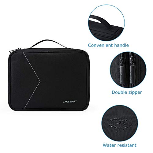 BAGSMART Electronic Organizer,Large Double Layer Cable Bag,Travel Organizer Bag,Electronics Accessories Storage Cases for iPad,Cables,Chargers,Hard Drive,Game Cards