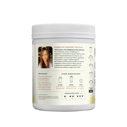 Nuzest Digestive Support Protein Probiotics for Digestive Health β Vanilla - Clean Lean Protein - Premium Vegan Pea Protein Powder β Plant Based - 20 Servings, 1.1 lb