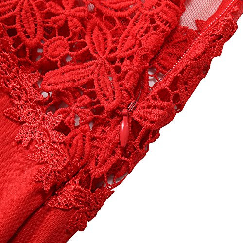 GlorySunshine Women's Sheath Sexy Lace Backless Mermaid Bridal Flare Dress (M, New Red)