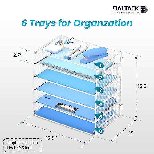 DALTACK 5-Tier Letter Tray Paper Organizer, File Organizer Paper Sorter, Desk Organizer with Handle for Office Supplies,White…
