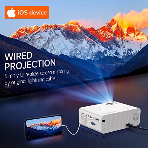 VIMGO Mini WiFi Projector, 7800Lux Portable Projector Full HD 1080P Supported for Outdoor Movies, 200" Display Synchronized Smartphone Screen Compatible with TV Stick/USB/HDMI/VGA/PS5/VGA(UNO V1)