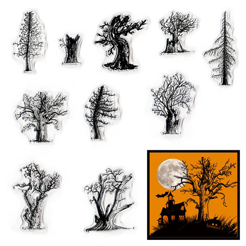 Hying Christmas Background Clear Stamp for Card Making, Tree Branch Transparent Rubber Stamp for Bullet Journal DIY Scrapbook Decoration