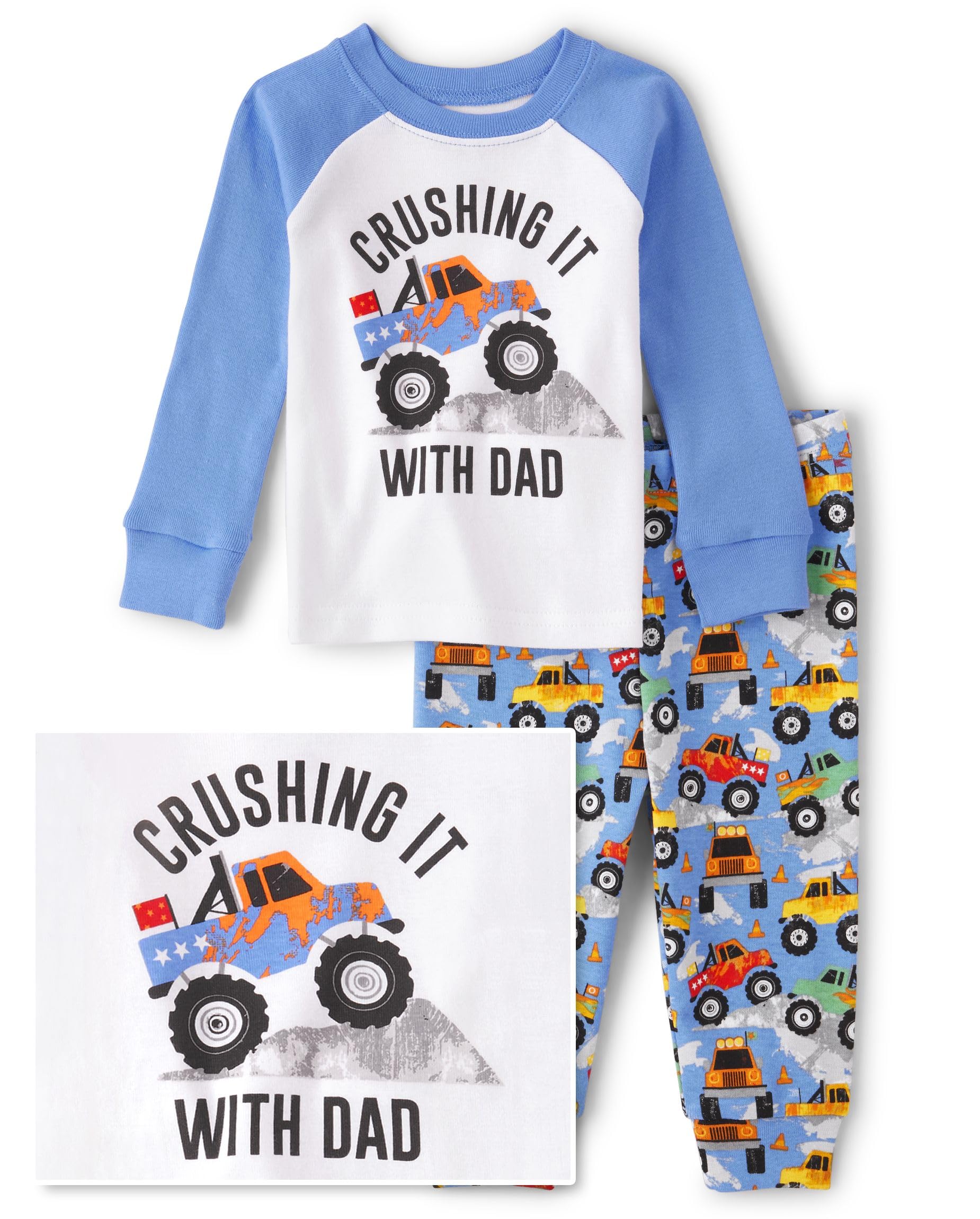 The Children's Place,and Toddler Long Sleeve Top and Pants Snug Fit 100% Cotton 2 Piece Pajama Set,SPRING BLUE,5T