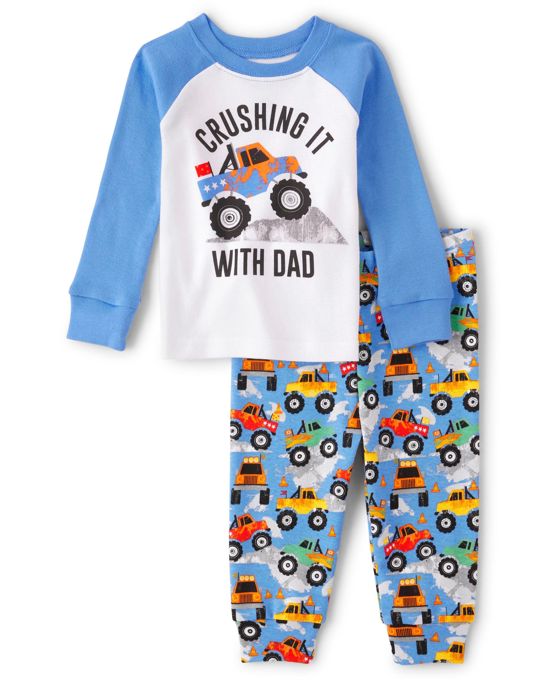 The Children's Place,and Toddler Long Sleeve Top and Pants Snug Fit 100% Cotton 2 Piece Pajama Set,SPRING BLUE,5T