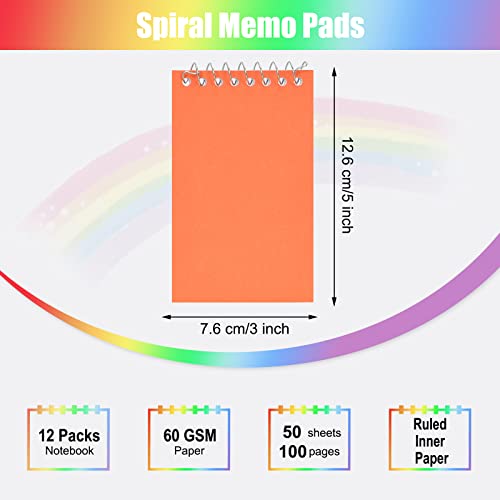 EOOUT 16 Pack Small Notebooks 3x5, Spiral Notepads Pocket Notebook, Memo Pads, 8 Colors, 50 Sheets Per Notebook for Home, Office, School, Gifts