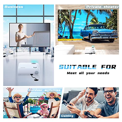 AMEELA Projector, 2023 Upgraded Mini Projector, 8500 lumens Multimedia Home Theater Video Projector, Compatible with Full HD 1080P HDMI, USB, VGA, AV, Smartphone, Pad, TV Box, Laptop