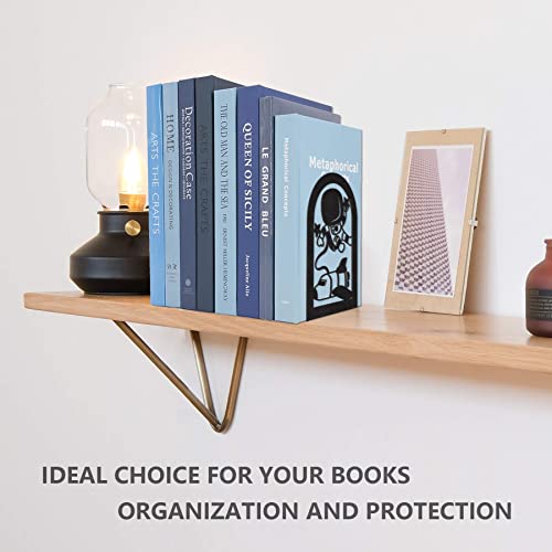 Book Ends, Bookends for Shelves, Book Holders for Office Kitchen Home Decorative,Bookends for Heavy Books,Metal Planet Bookends Black,Non Skid Book Stoppers