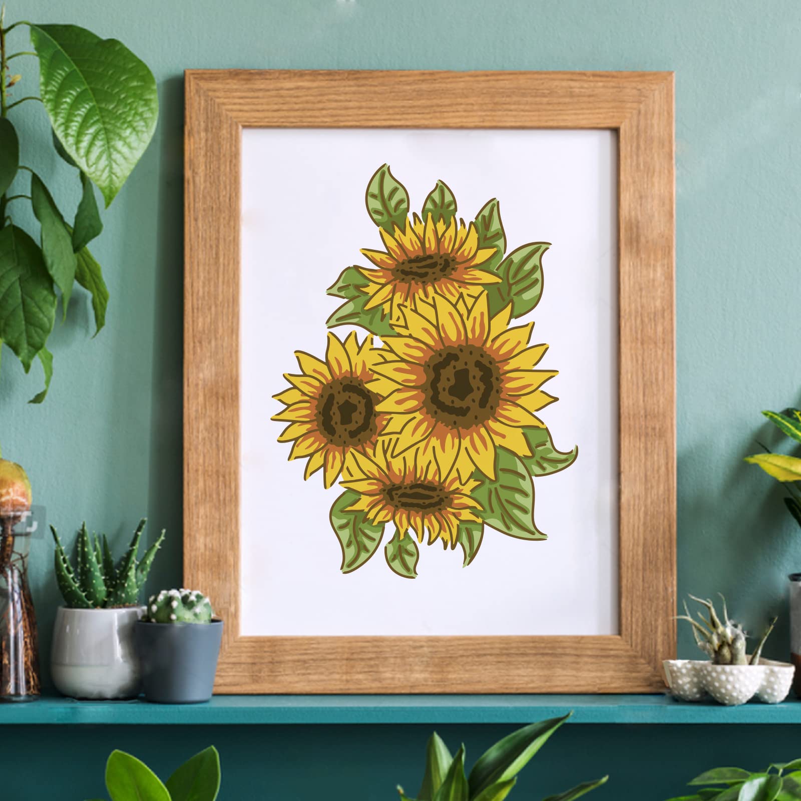 FINGERINSPIRE 6 Pcs Sunflower Stencils Drawing Painting Templates Sets Plastic Layered Sunflower Painting Stencils Sunflower Template Sets for Painting on Wood, Floor, Wall and Tile